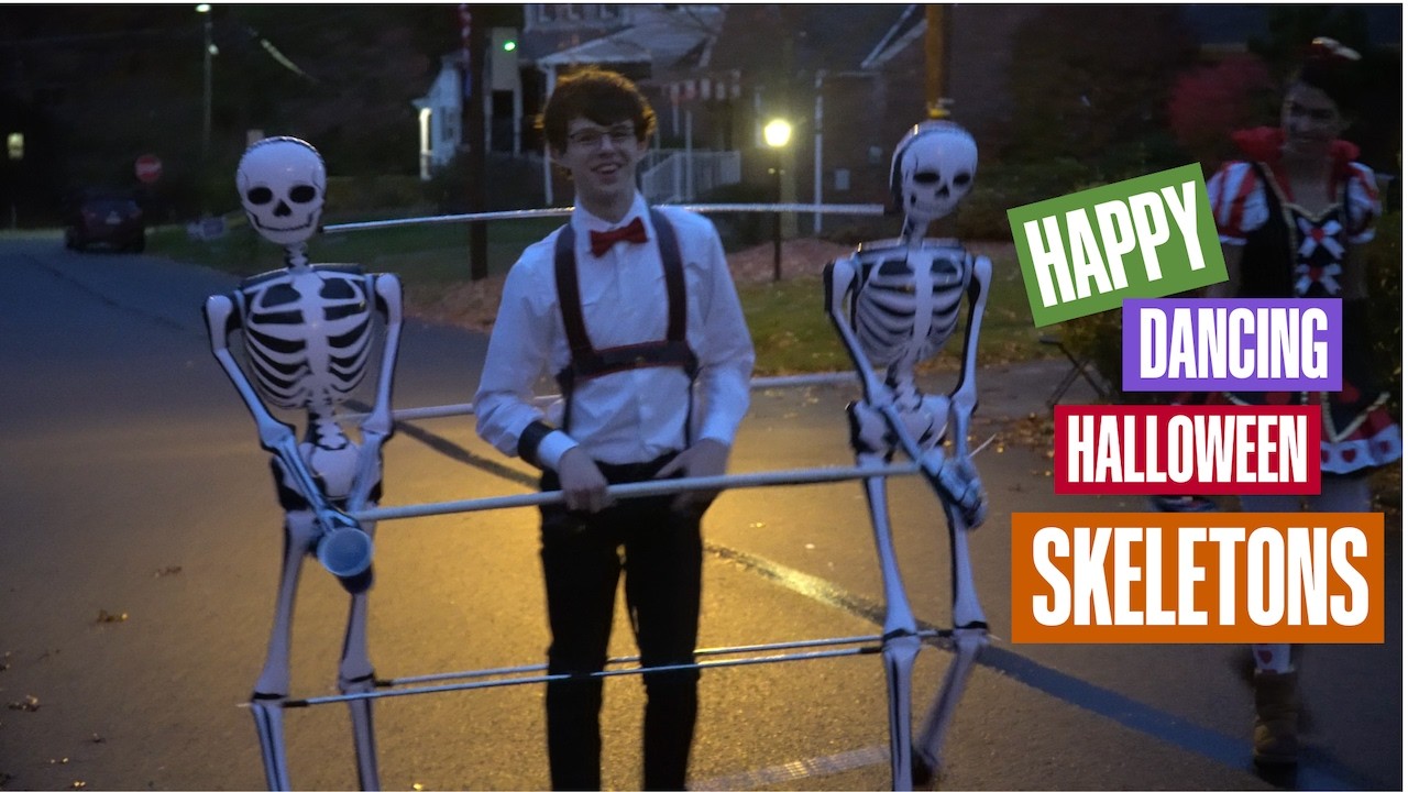 Trick-or-Treating with Dancing Skeletons and Scary Dinosaurs - YouTube