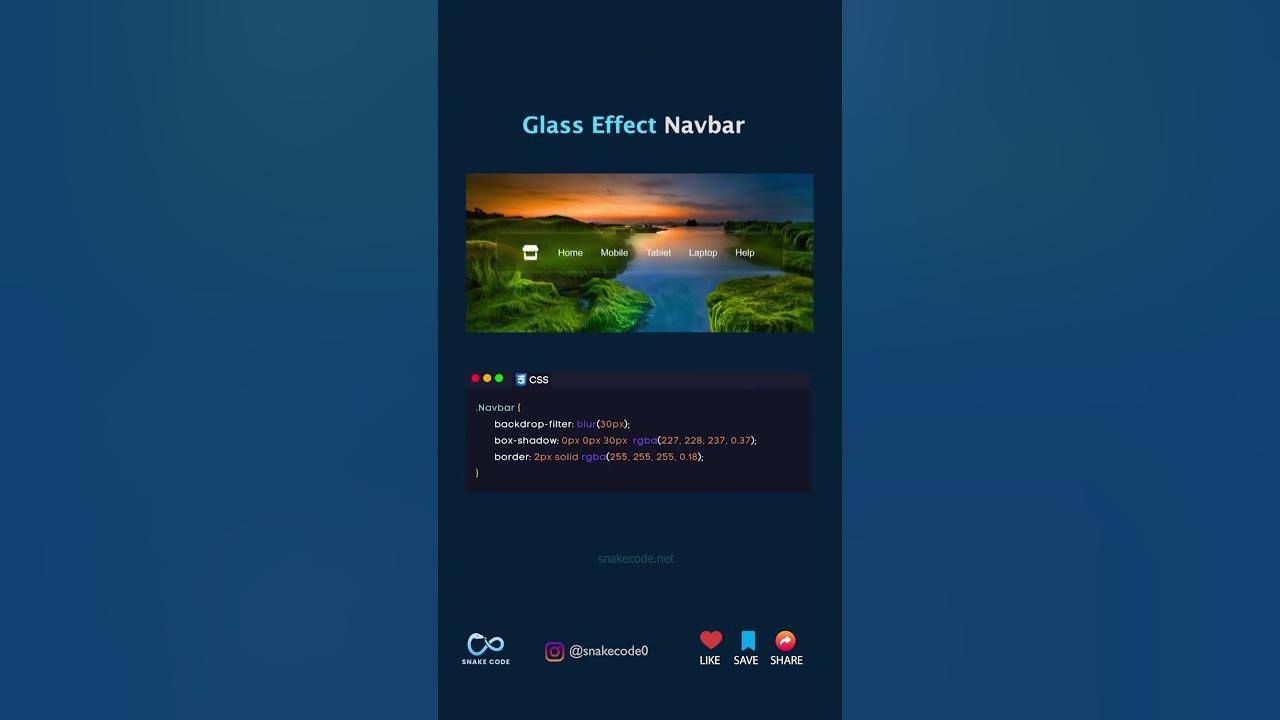 Glass Effect Navbar Html5 Css3 Htmlcss Js Coding Coder 3068