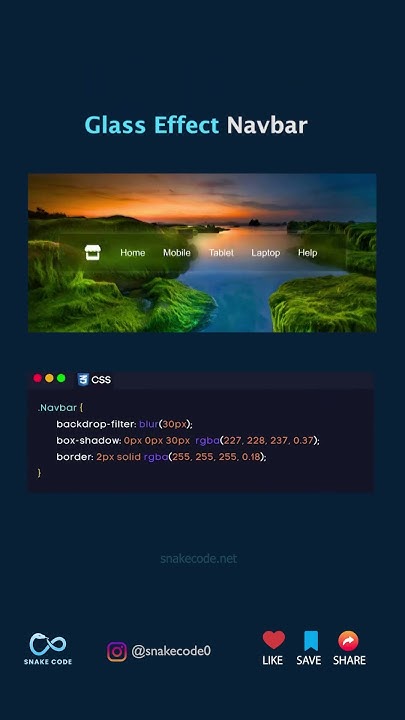 Glass Effect Navbar Html5 Css3 Htmlcss Js Coding Coder 1390