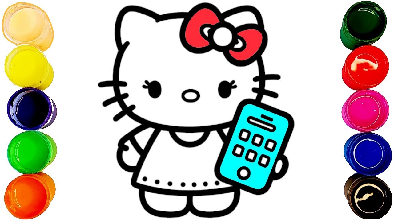📱🎀Hello Kitty Talking on the Phone, Coloring for Kids and Toddlers"! 🌟🖍 ...