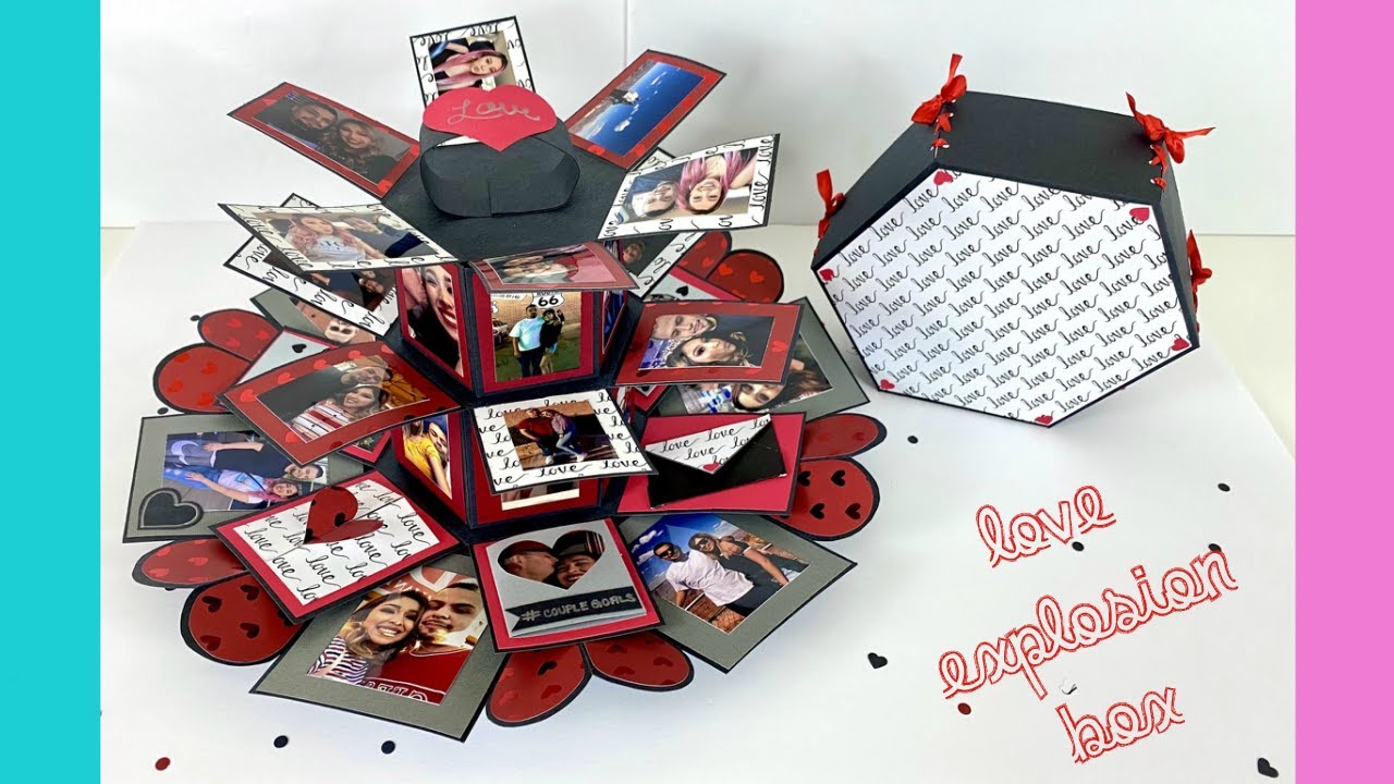 Love Explosion Box With Photos (Explosion Box Ideas) - YouTube
