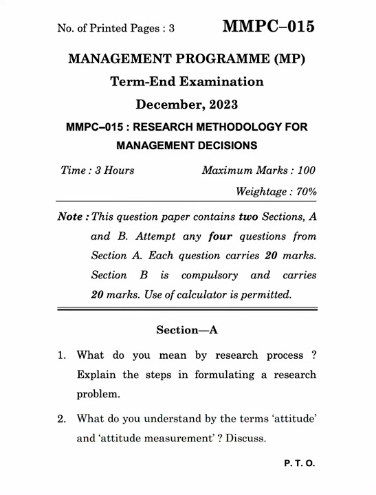 MMPC-015 Dec 2023 | IGNOU Previous Year Question Paper - YouTube