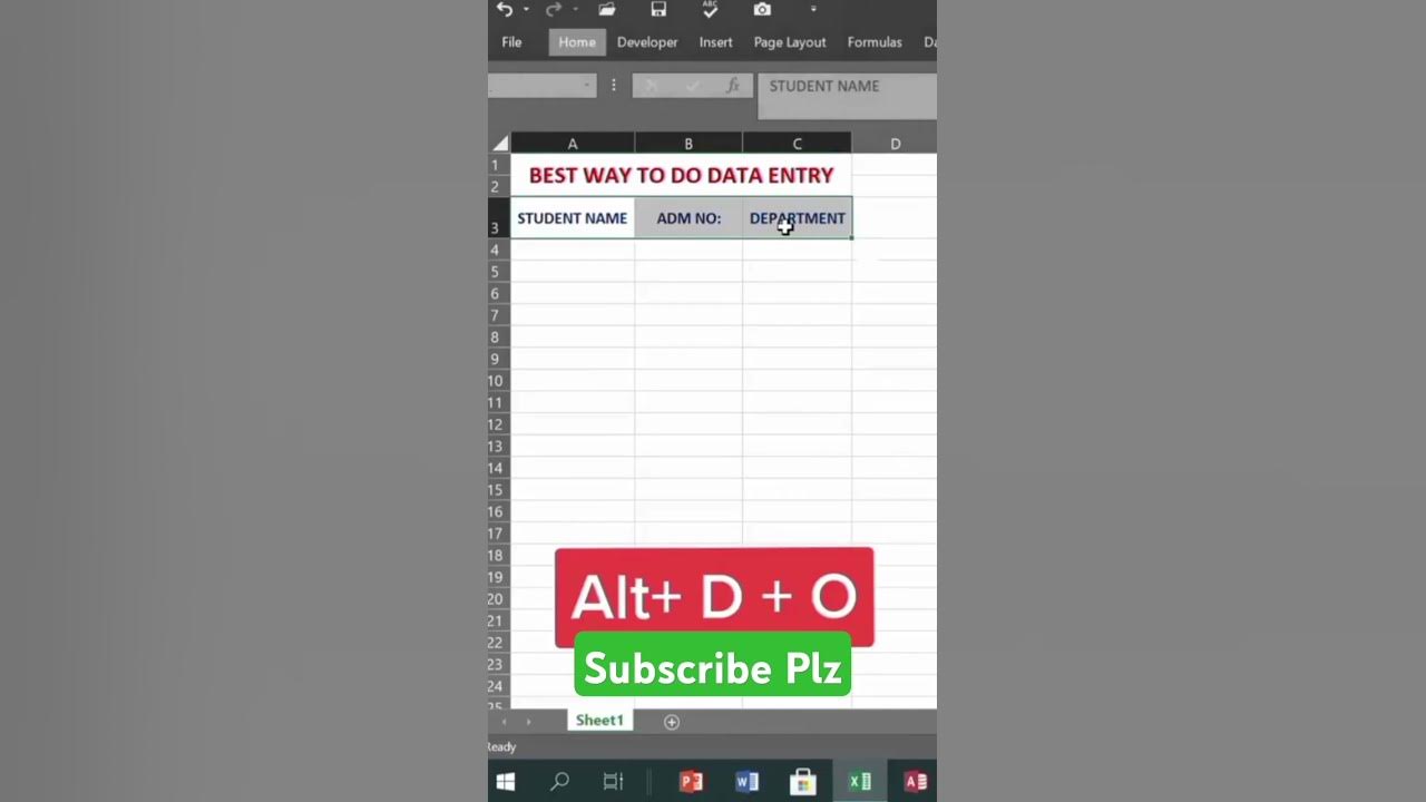 Way To Data Entry In Excel Excelformula Exceltips Exceleducation Computer Counts Youtube