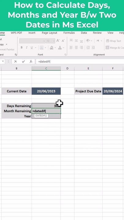 How to Calculate Days | Month and Year Between Two Dates in Ms #excel # ...
