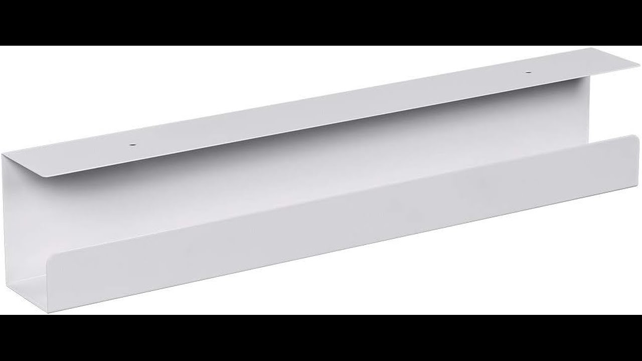 Monoprice Under-Desk Cable Tray: White Steel Organizer - YouTube