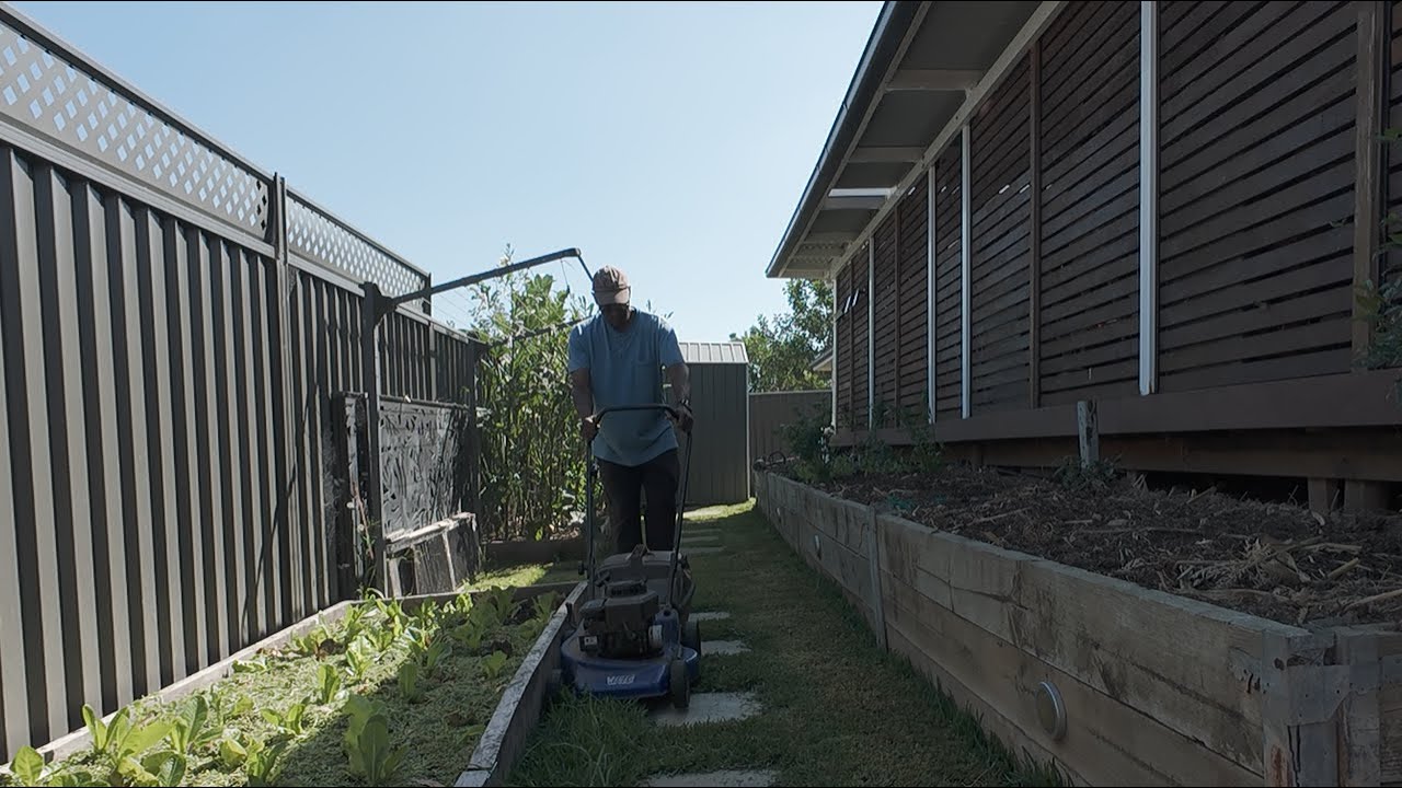 Cleaning and Mowing grass Around The House. - YouTube