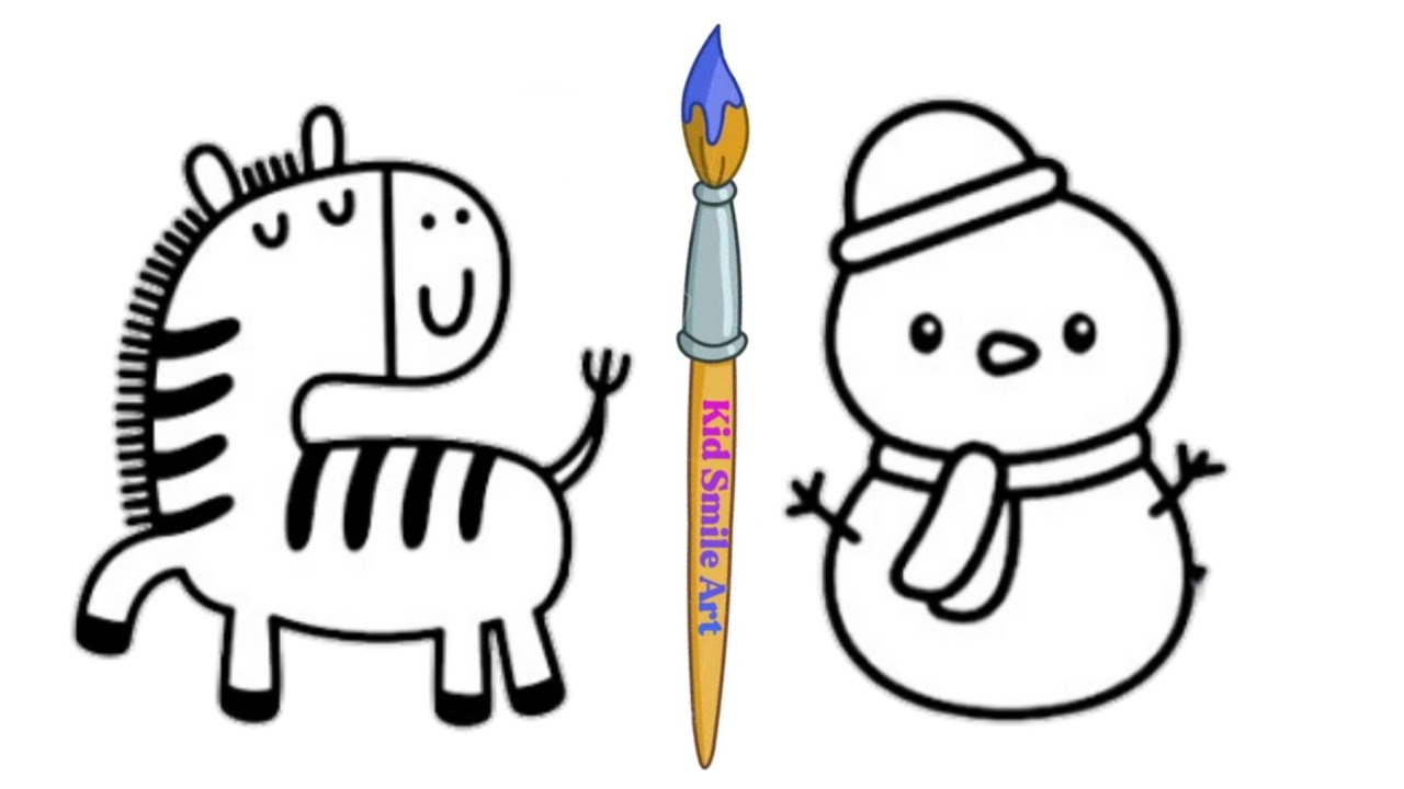 cute zebra drawing for kids|Snow Man drawing for kids|Drawing|Easy ...