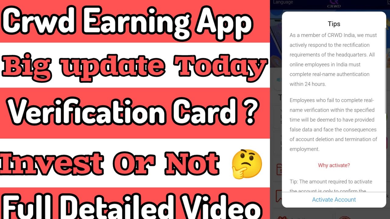 CRWD Earning App | Crwd App Verification Card Invest Or Not | Full ...