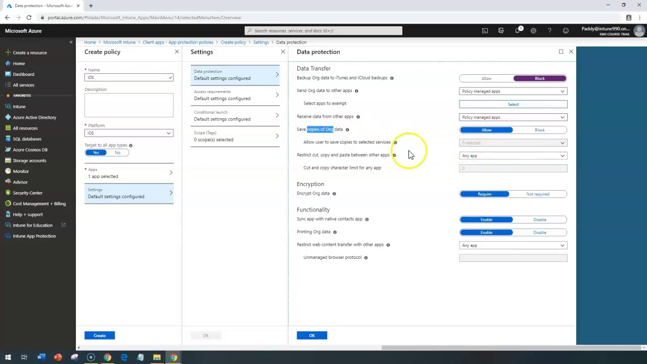 Client apps App protection policies iOS - Microsoft Intune Training ...
