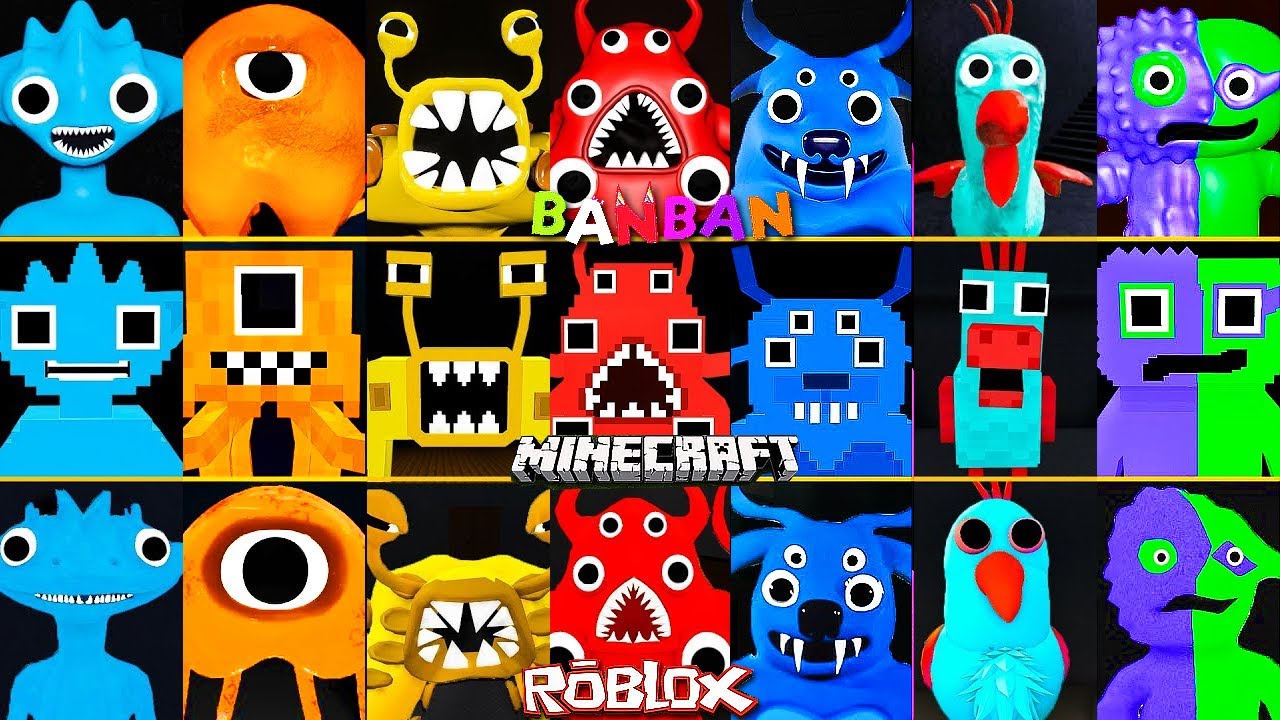 Garten of Banban 4 ALL JUMPSCARES vs MINECRAFT vs ROBLOX Nabnab ...