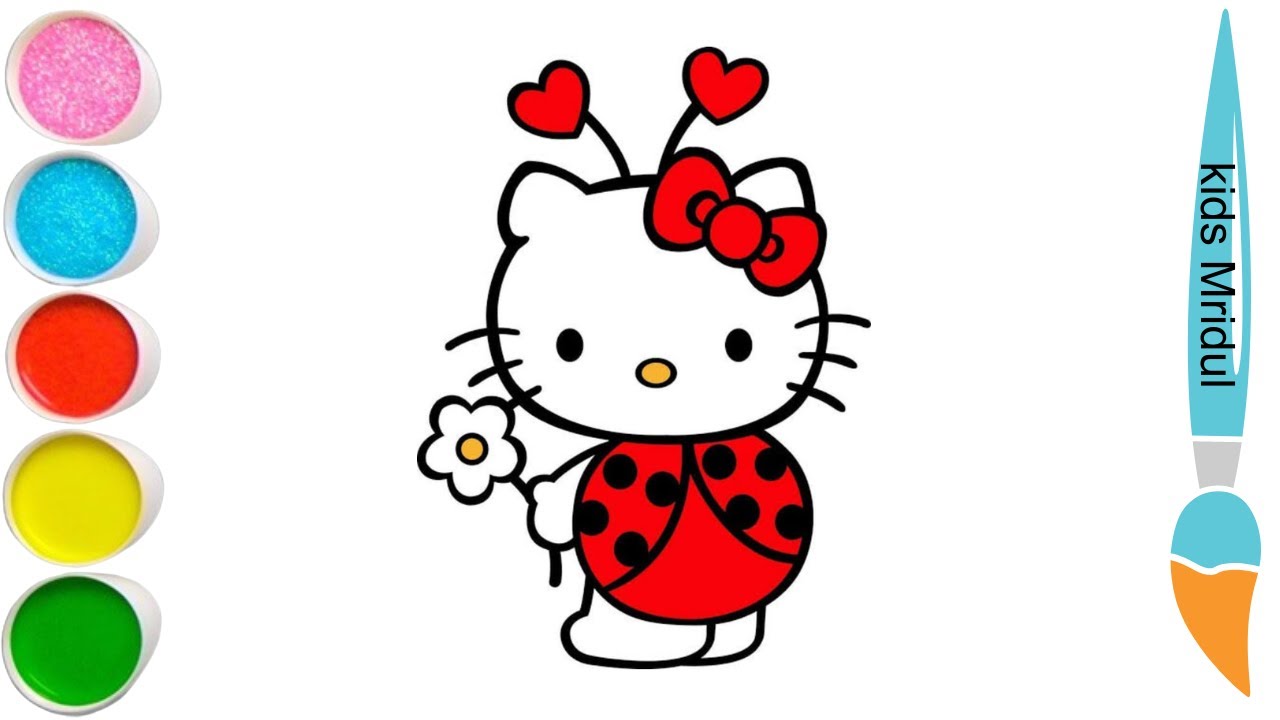 Hello Kitty Ladybug Drawing Painting and Coloring For Kids and Toddlers ...