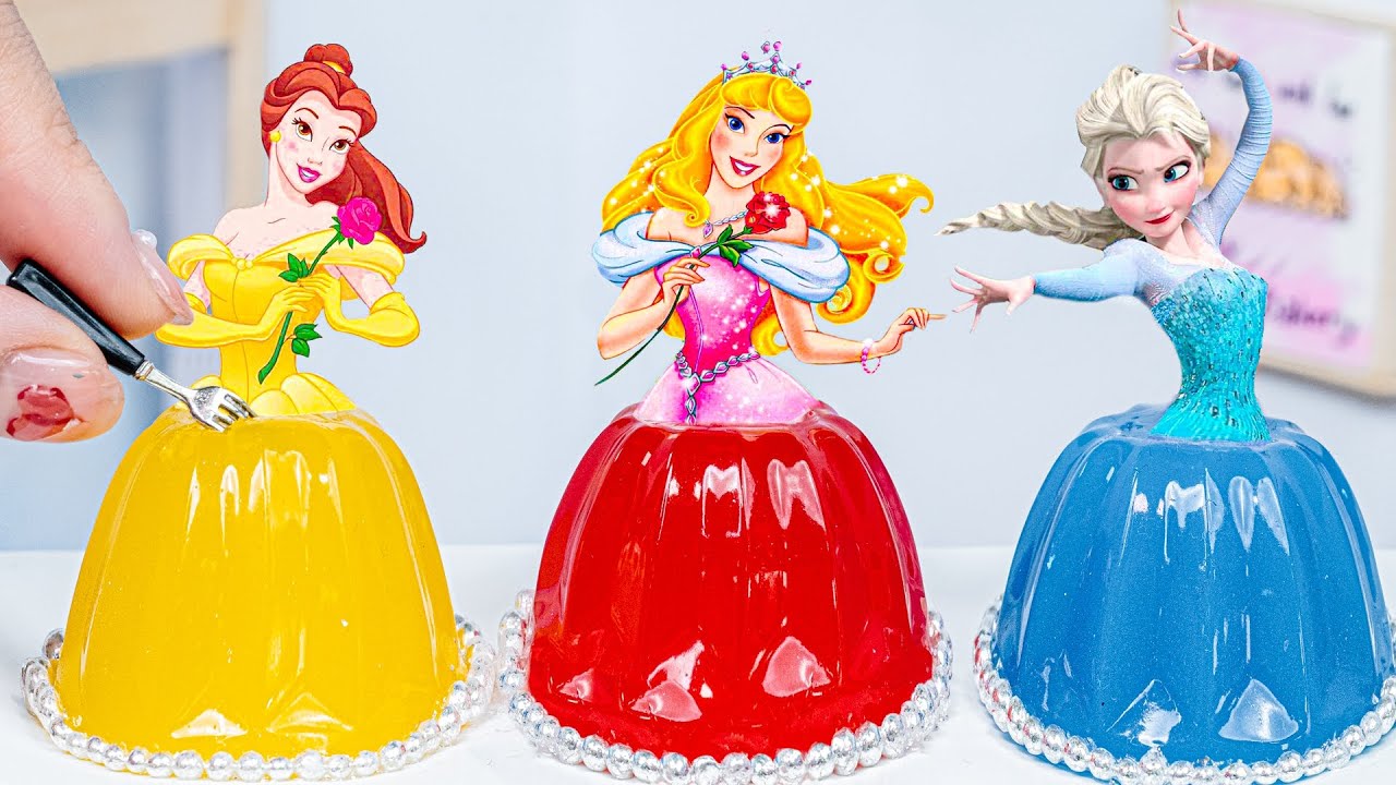 Princess Jelly Making 💛 ️💙 Beautiful Miniature Princess Jelly Recipe ...