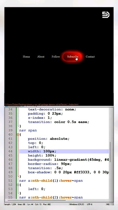 Animated Glowing Modern Navbar Using Html Css Js Cssanimation Css Css3animation Design