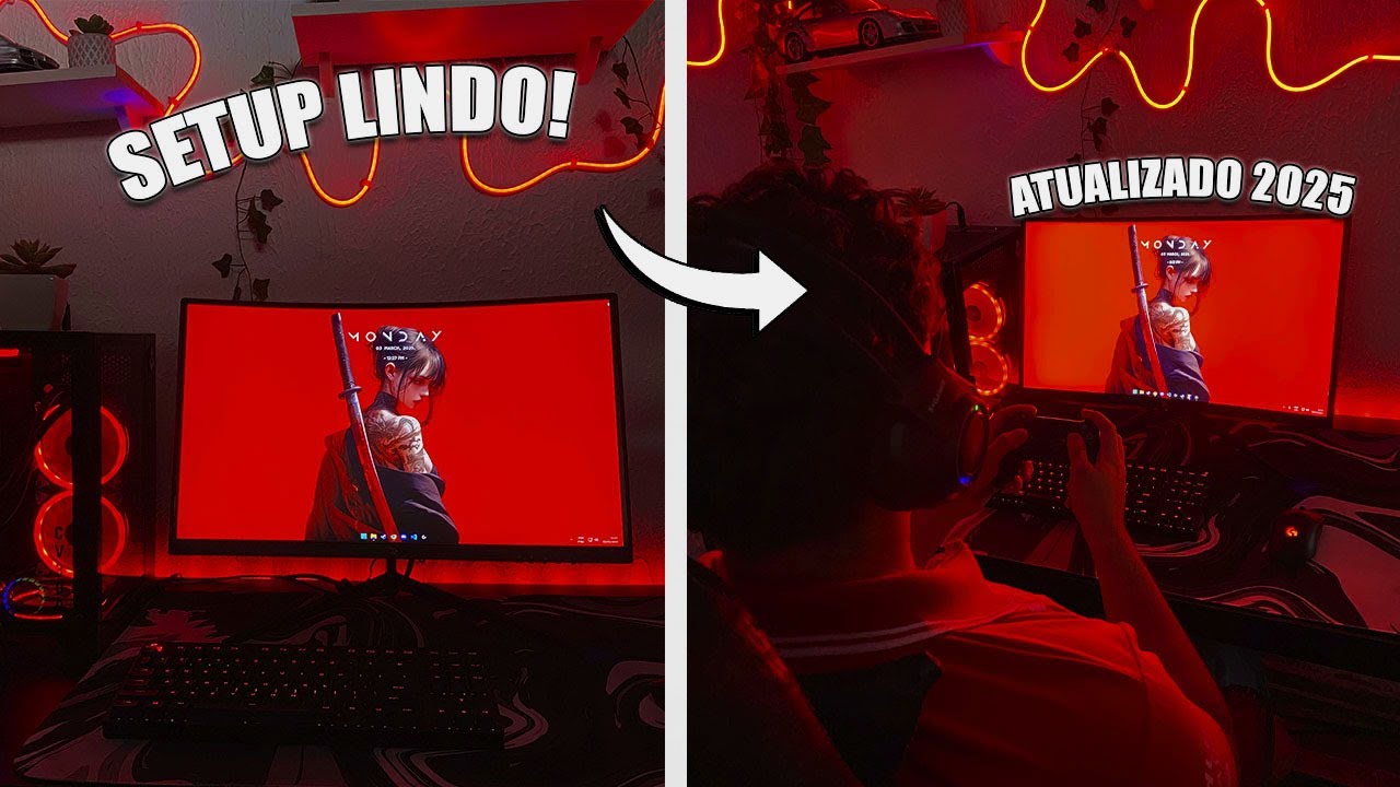 TOUR Pelo meu SETUP GAMER Preto e Vermelho 2025! (lindo demais) # ...