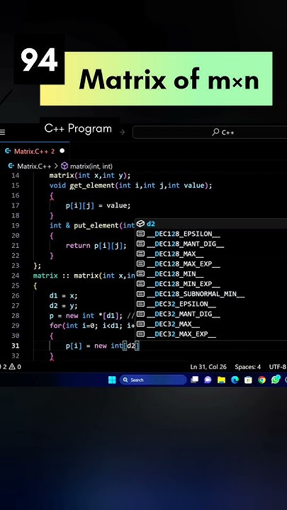 How to constructing a matrix of size m × n | Code Leos#shorts#coding#programming#cpp - YouTube