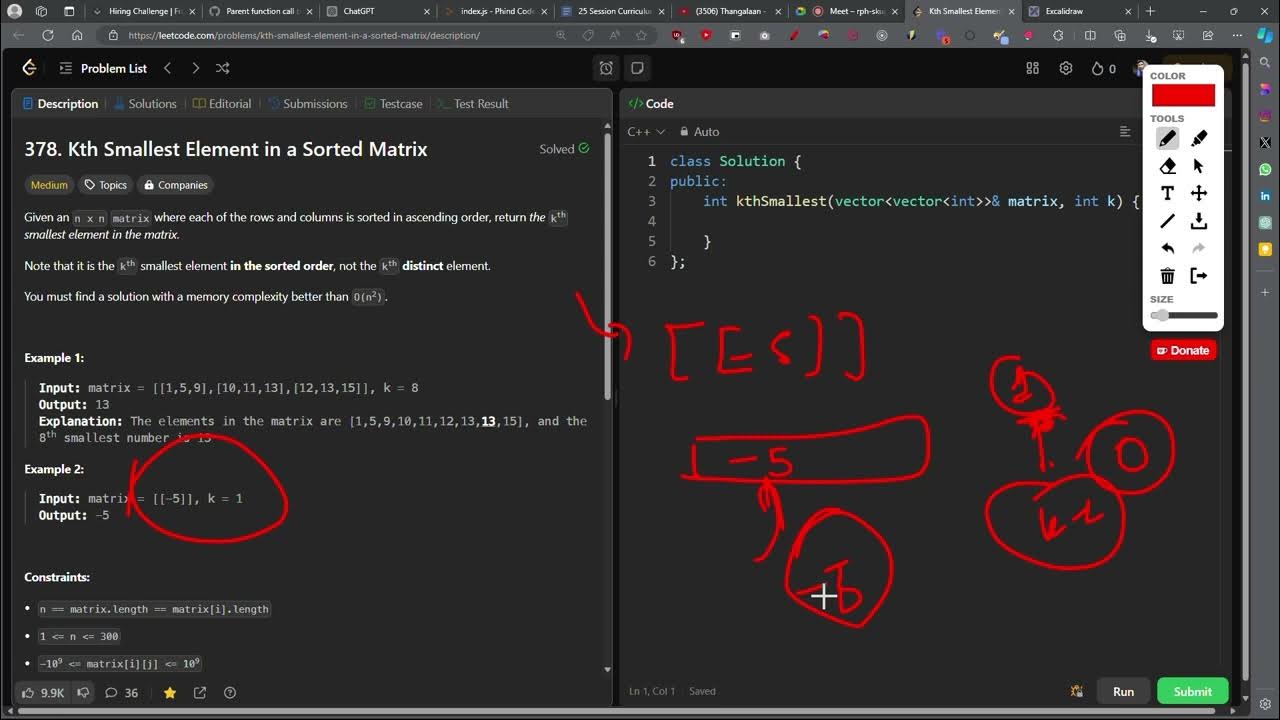 Kth Smallest Element in sorted Matrix - YouTube