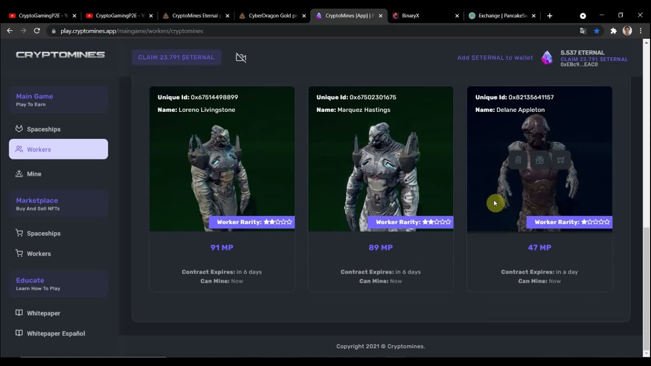 Cryptomines NFT GAMES minting space ship + worker fail When things gone wrong [PLAY TO EARN ...