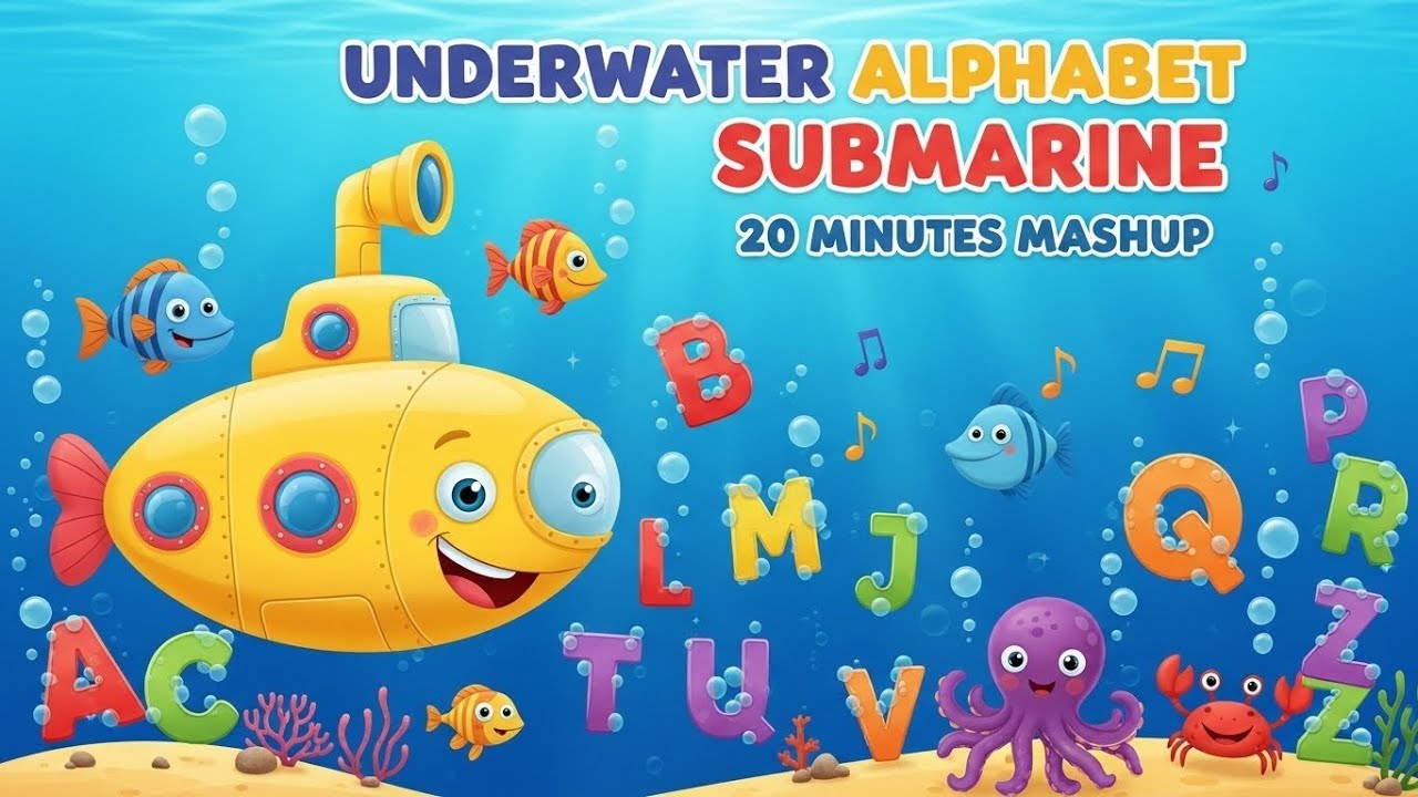 Underwater Alphabet Submarine 20 Minutes Mashup | Learn ABCs for Kids ...