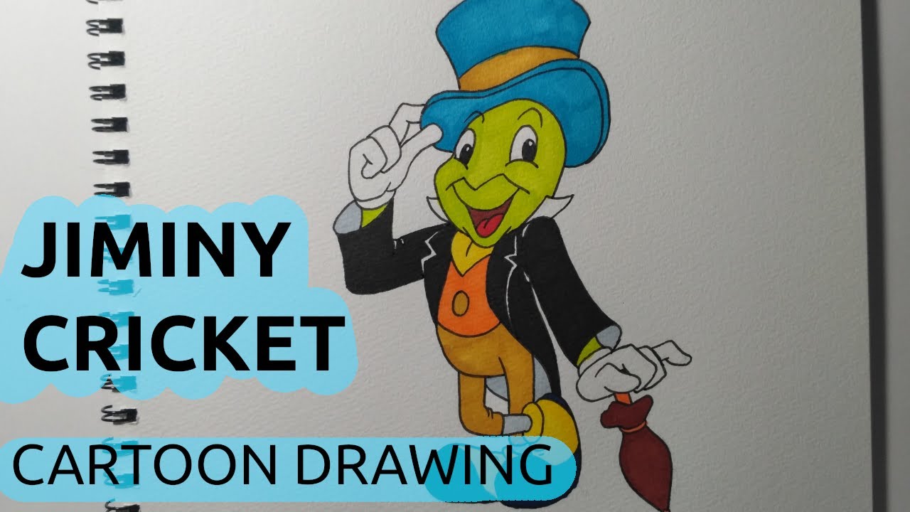 JIMINY CRICKET Drawing - Disney Cartoon Character | Cartoon Drawing ...