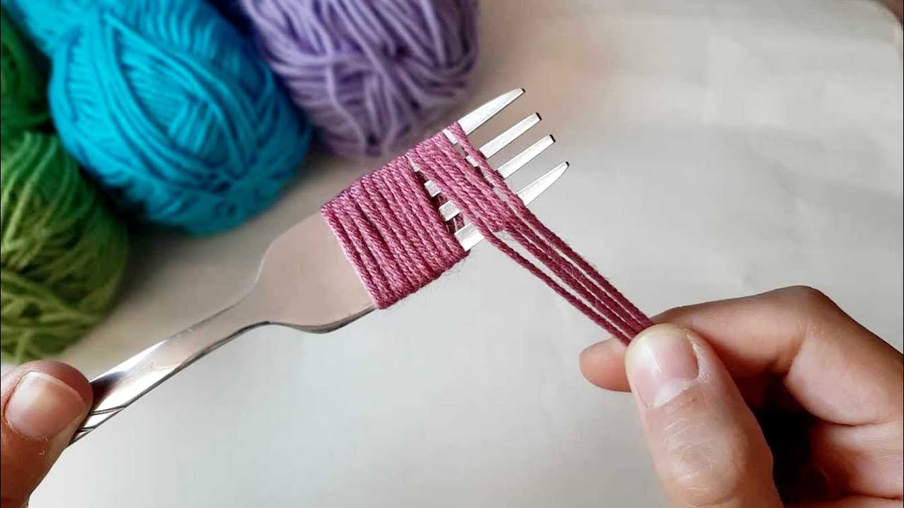 Super idea🏵 I Made it With Fork and Yarn/It was so Sweet - YouTube