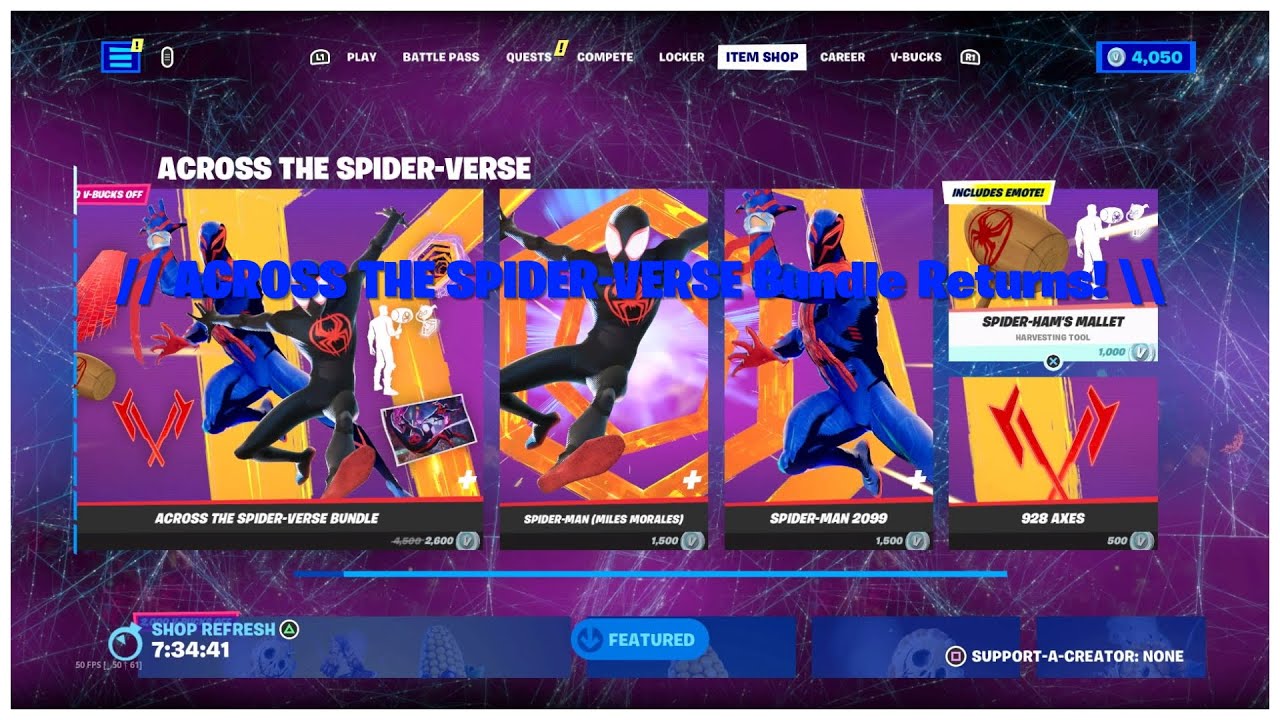 Fortnite May 26th Item Shop! // ACROSS THE SPIDER-VERSE Bundle Return ...