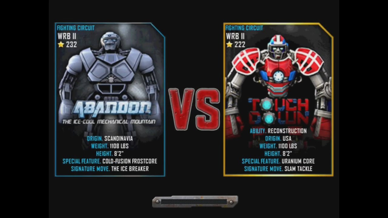 Real Steel WRB Touchdown VS Abandon NEW graphics blows - YouTube