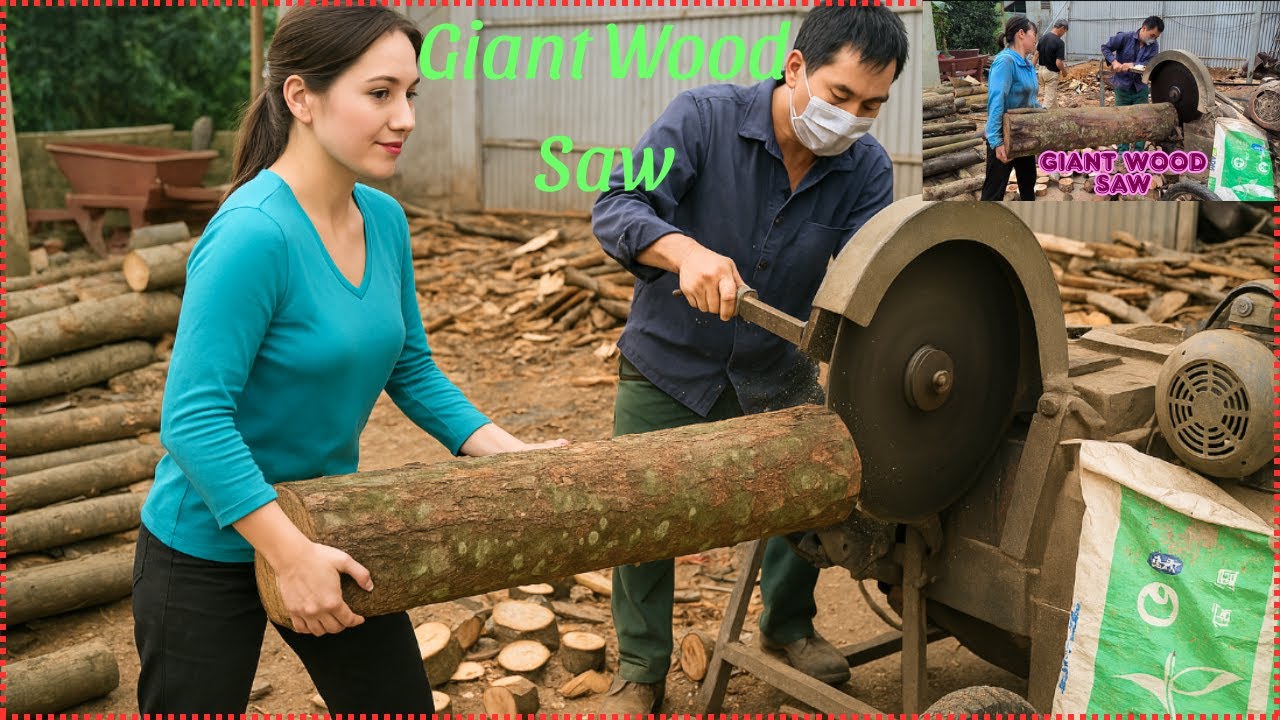 Giant Wood Saw in Action | Amazing Outdoor Sawmill at Work! - YouTube