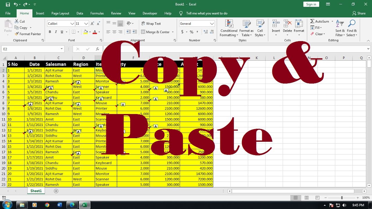 Efficiently Utilizing the Copy & Paste Feature in Microsoft Excel ...