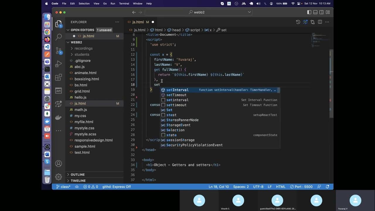 Getters & Setters in JavaScript (Objects) 2022-11-12 (Telugu) - YouTube