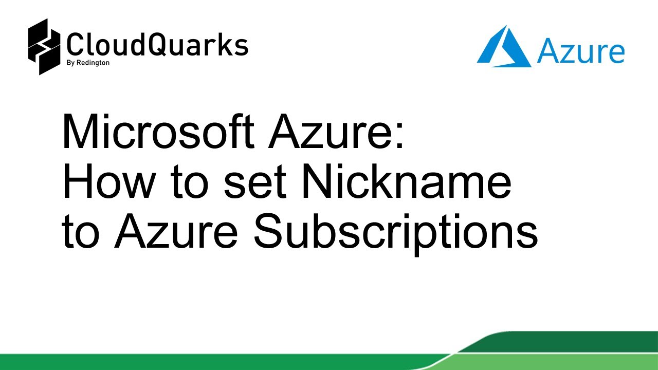 How to set a Nickname to Azure subscription - YouTube