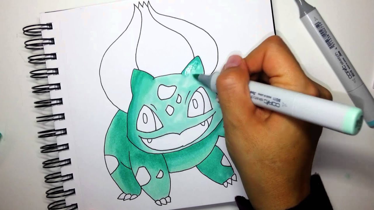 Drawing Bulbasaur with Copic markers - YouTube