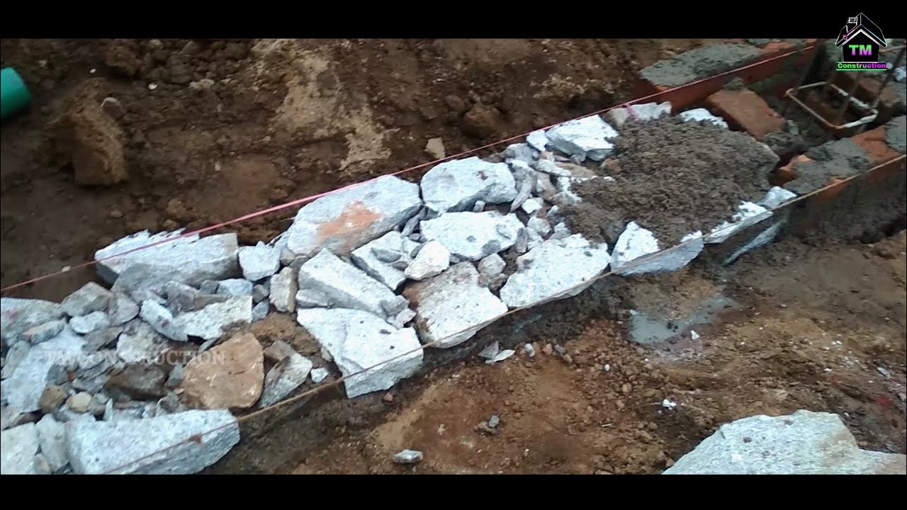 Stone construction foundation wall - YouTube