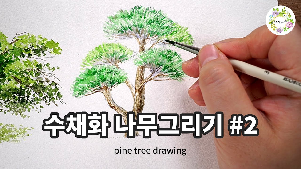 수채화 소나무 그리기 특징을 파악하며 차근차근 그리기 유튜브 수채화 Class 물고기아트 아뜰리에 Youtube