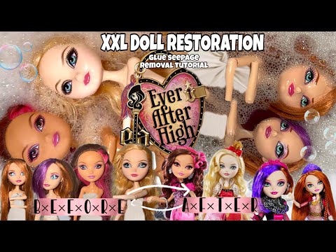 XXL EVER AFTER HIGH DOLL RESTORATION!💖GLUE SEEPAGE REMOVAL TUTORIAL+FULL MAKEOVER