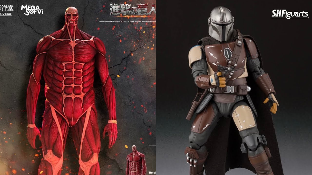 New Attack on Titan Colossal Titan Kaiyodo & Sh Figuarts Mandalorian ...