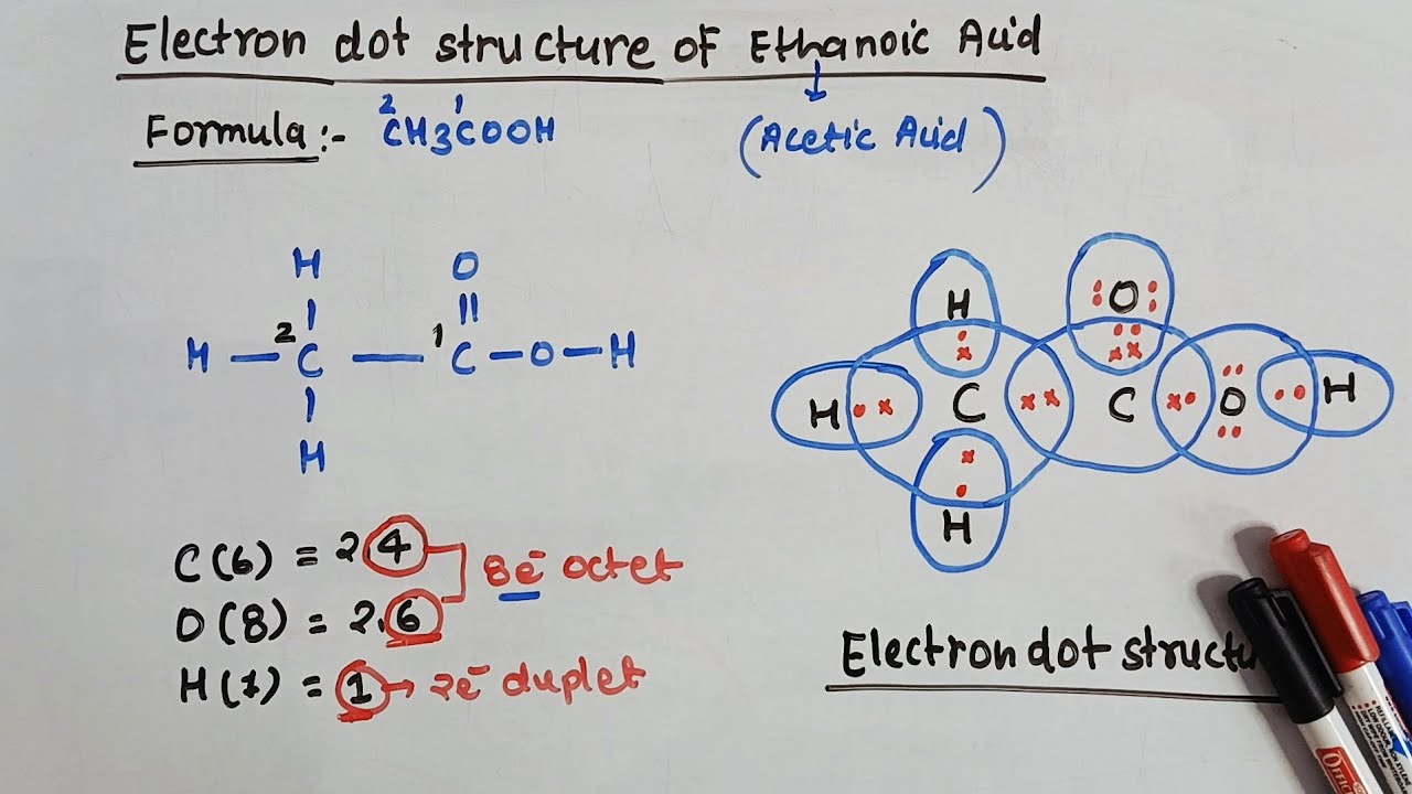 Electron dot structure of ethanoic acid (acetic acid) l class 10th l ...