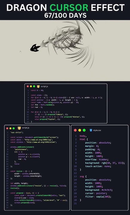 Dragon Cursor Effect | Full Code Comment Code | #coding #frontendcourse #webdesign #python - YouTube
