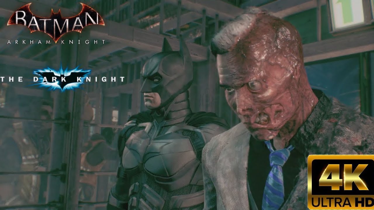 Batman Defeats Two Face With Dark Knight Movie Outfit - Batman Arkham ...