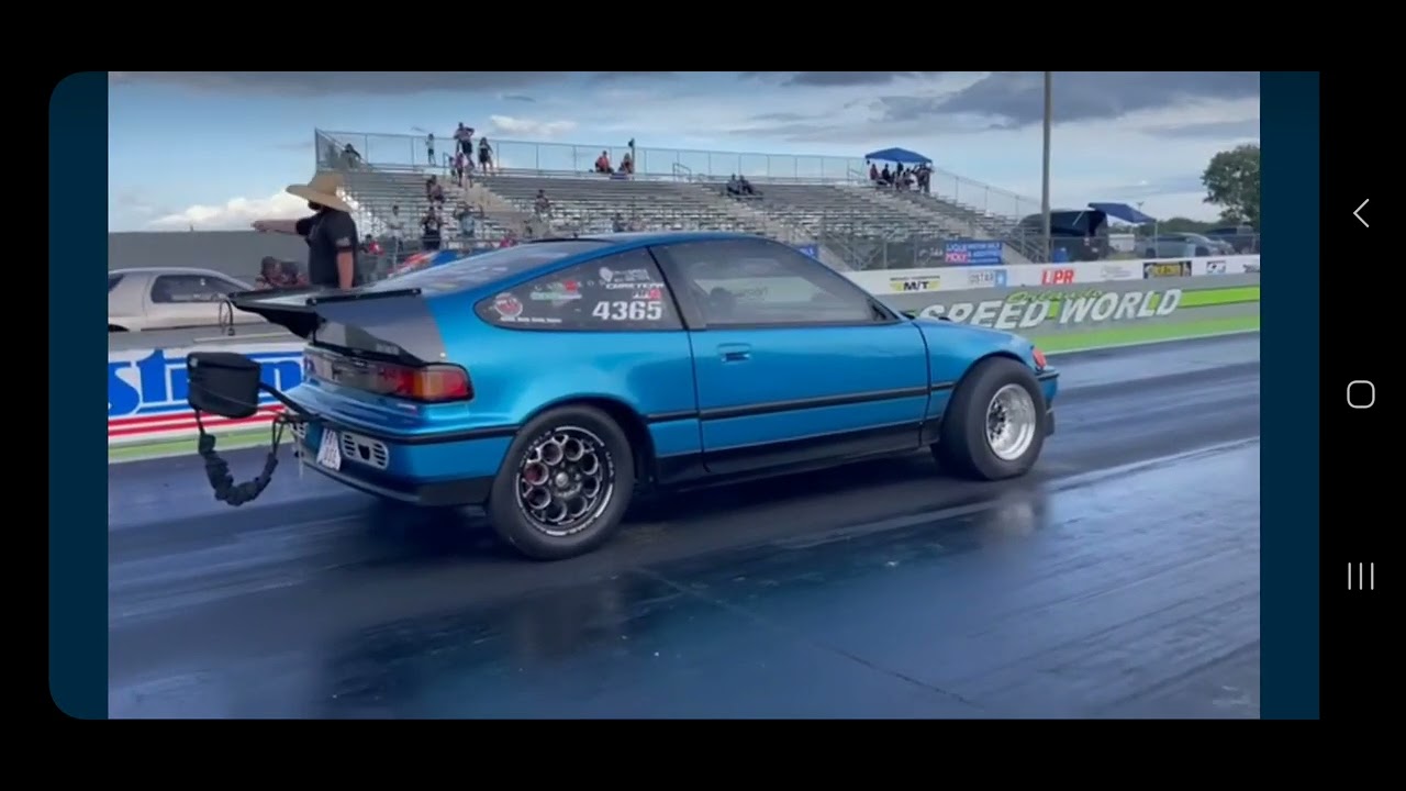 H22 Turbo CRX winning bracket race against RX7 / 10.0 @ 109 MPH - YouTube