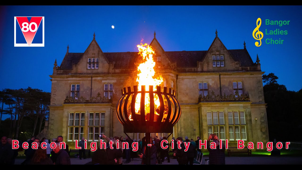 VE80 Beacon lighting ceremony at City Hall, Bangor - Northern Ireland ...