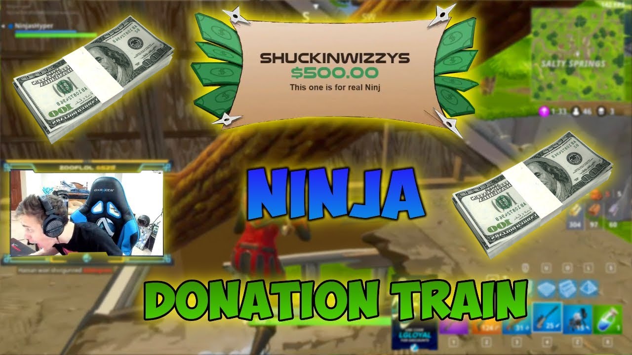 Ninja Gets Insane Donation Train After Accidental $500 Donation - YouTube