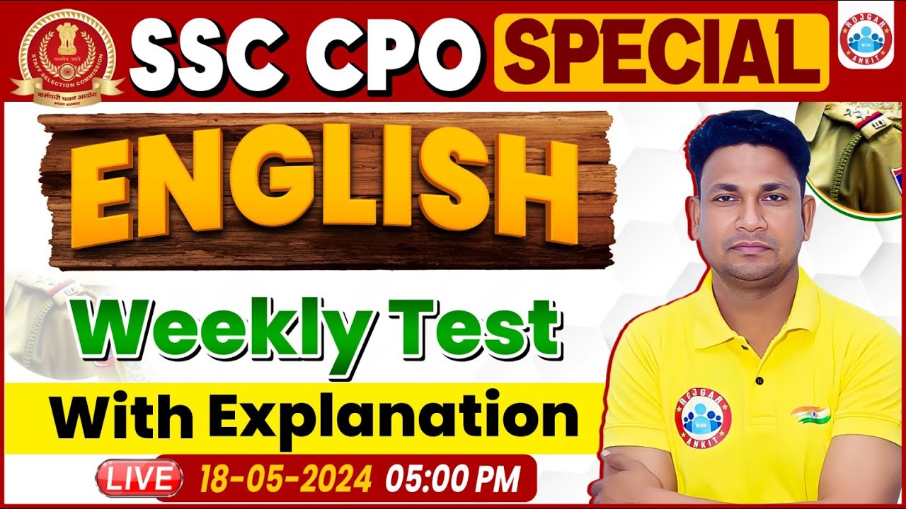 SSC CPO 2024, SSC CPO English Practice Set, English Weekly Test ...