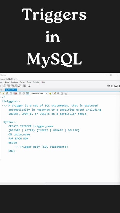 Triggers In Mysql Mysqlworkbench Youtube