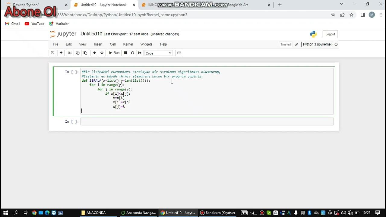 Python ile sıralama algoritması yapmak - YouTube