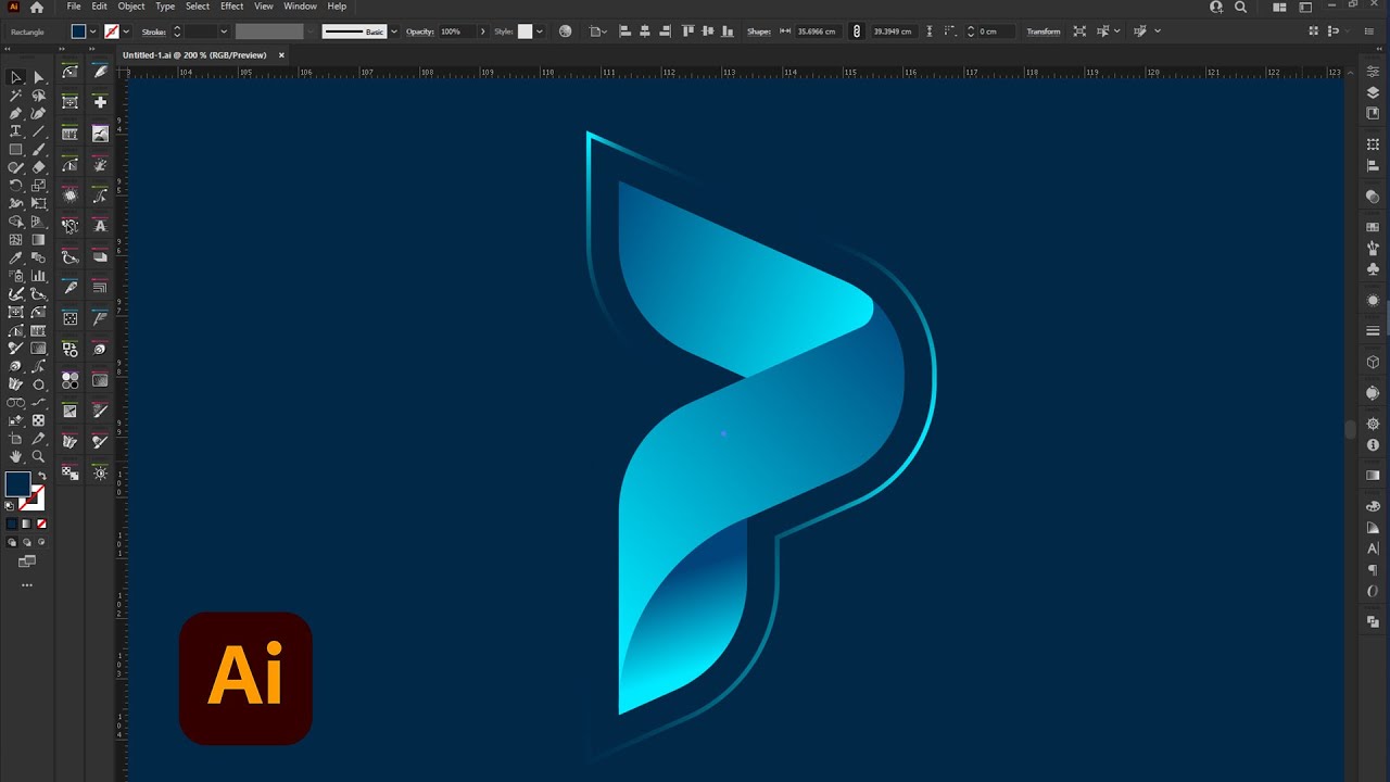 How To Make P Letter Logo In Adobe Illustrator (Tutorial) - YouTube