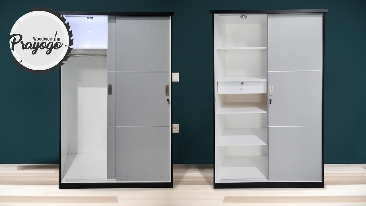 MEMBUAT LEMARI BAJU SLIDING / PINTU GESER | SLIDING DOOR WARDROBE - YouTube