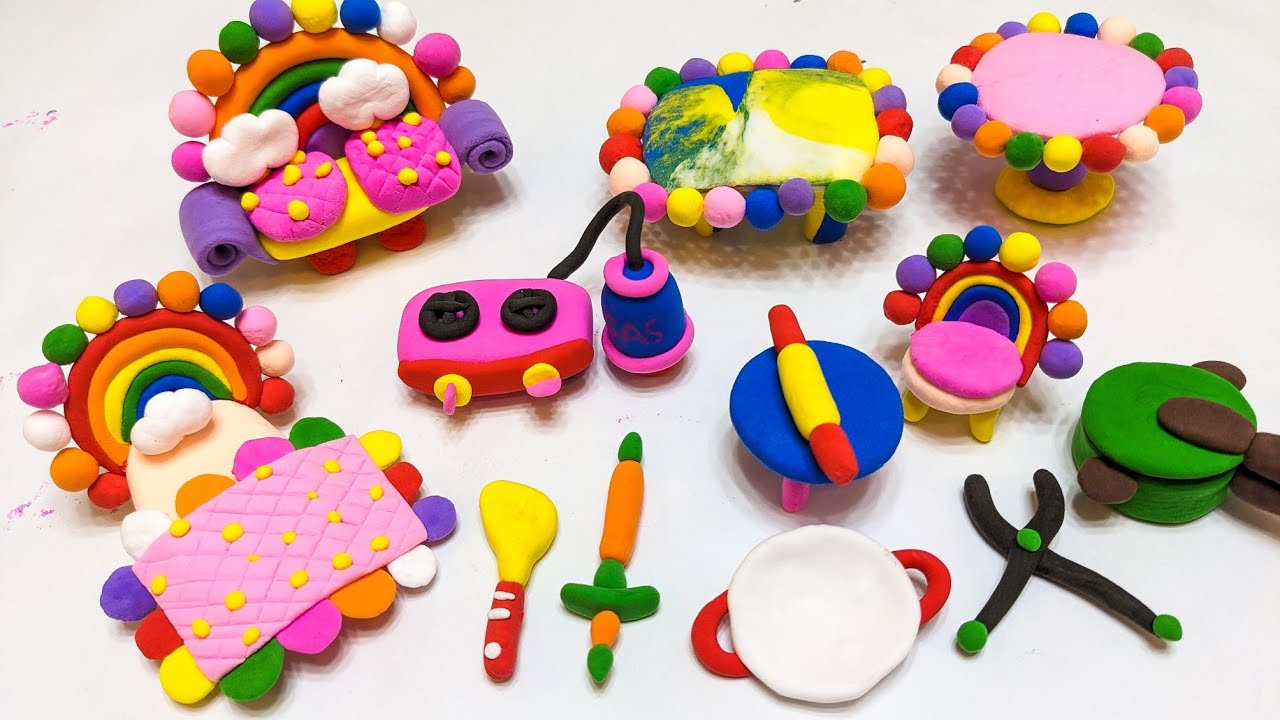 Amazing technique make miniature kitchen set, Rainbow furniture, bed ...