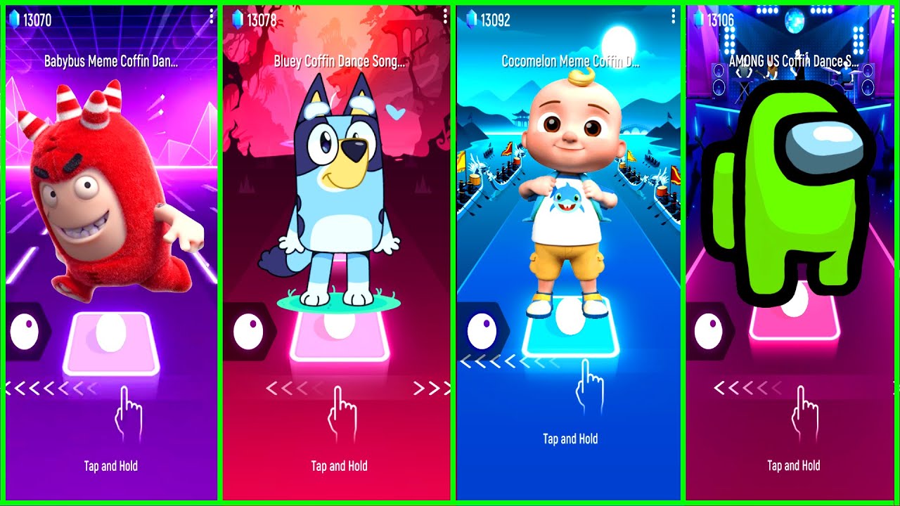 Oddbods VS Bluey VS Cocomelon VS Among Us | Tiles Hop EDM RUSH - YouTube