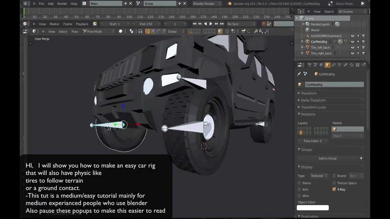 Blender 2.62 physics car rig tutorial - YouTube