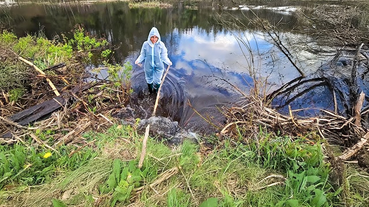 Massive Culvert Cleanup of a Culvert Clogged with Debris - YouTube